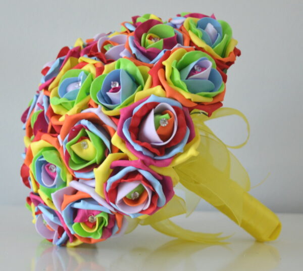 Rainbow Rose Wedding Flowers - Multi Colour Bridal Bouquets