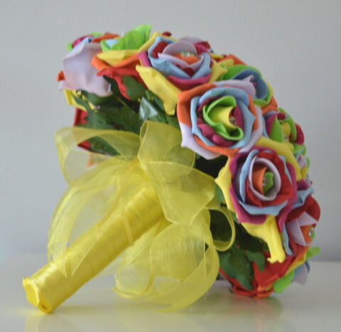 Rainbow Rose Wedding Flowers - Multi Colour Bridal Bouquets