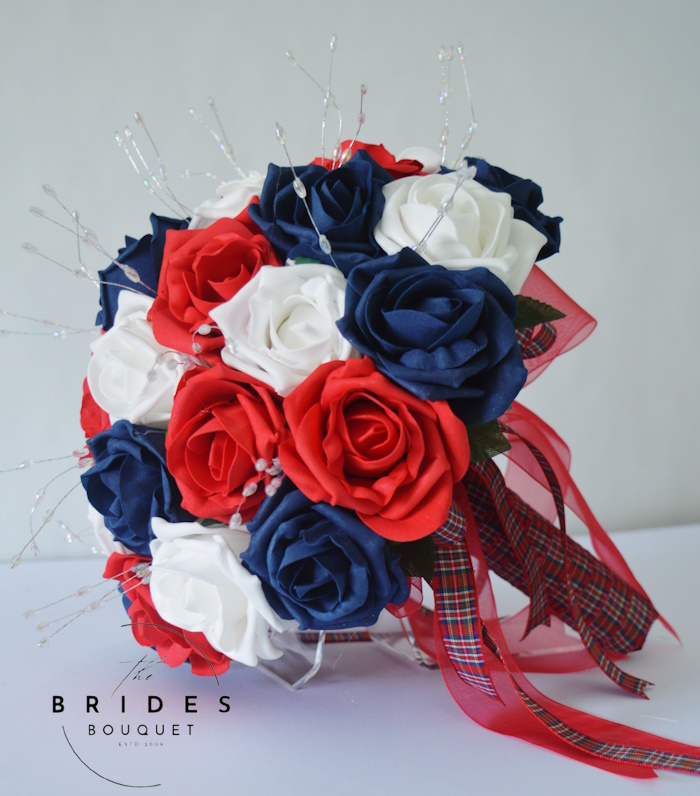 Navy & Red Rose Wedding Bouquets - The Brides Bouquet UK
