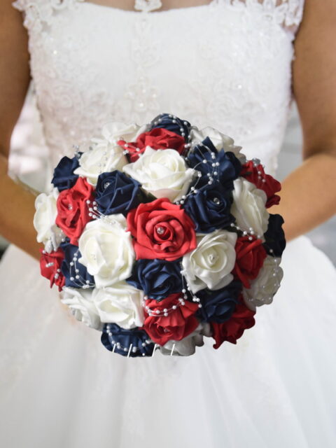 Navy & Red Rose Wedding Bouquets - The Brides Bouquet UK
