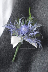 Scottish Thistle Wedding Buttonholes - Artificial Blue Thistle Corsage