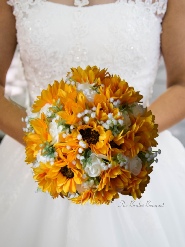 Sunflower And Gypsophila Wedding Bouquets The Brides Bouquet Uk