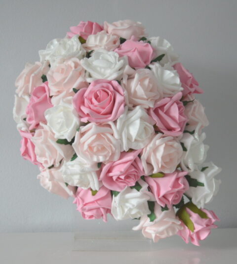 Artificial Rose Wedding Bouquets - Teardrop Style Brides Flowers