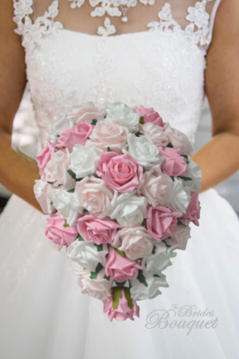 Artificial Rose Wedding Bouquets - Teardrop Style Brides Flowers