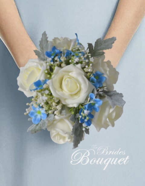 Wedding Bouquets of Forget me Nots & Roses - Artificial Flowers