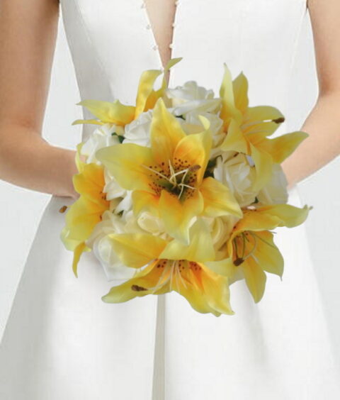 Silk Tiger Lily & Rose Wedding Bouquets - The Brides Bouquet UK