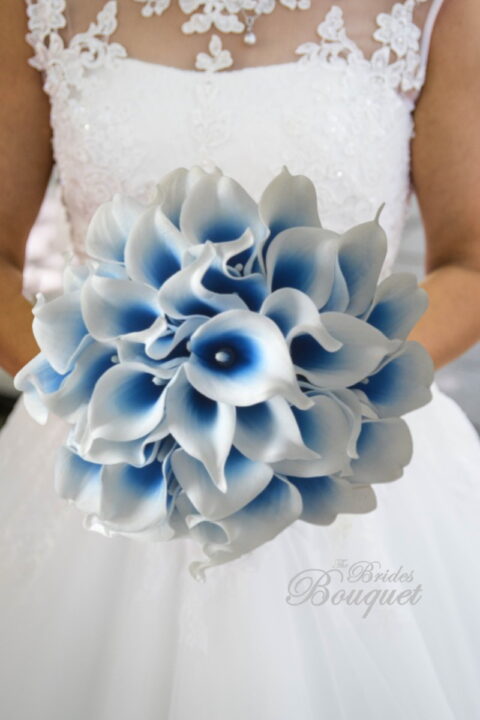 Blue Calla Lily Wedding Bouquets - Real Touch Artificial Calla Lilies
