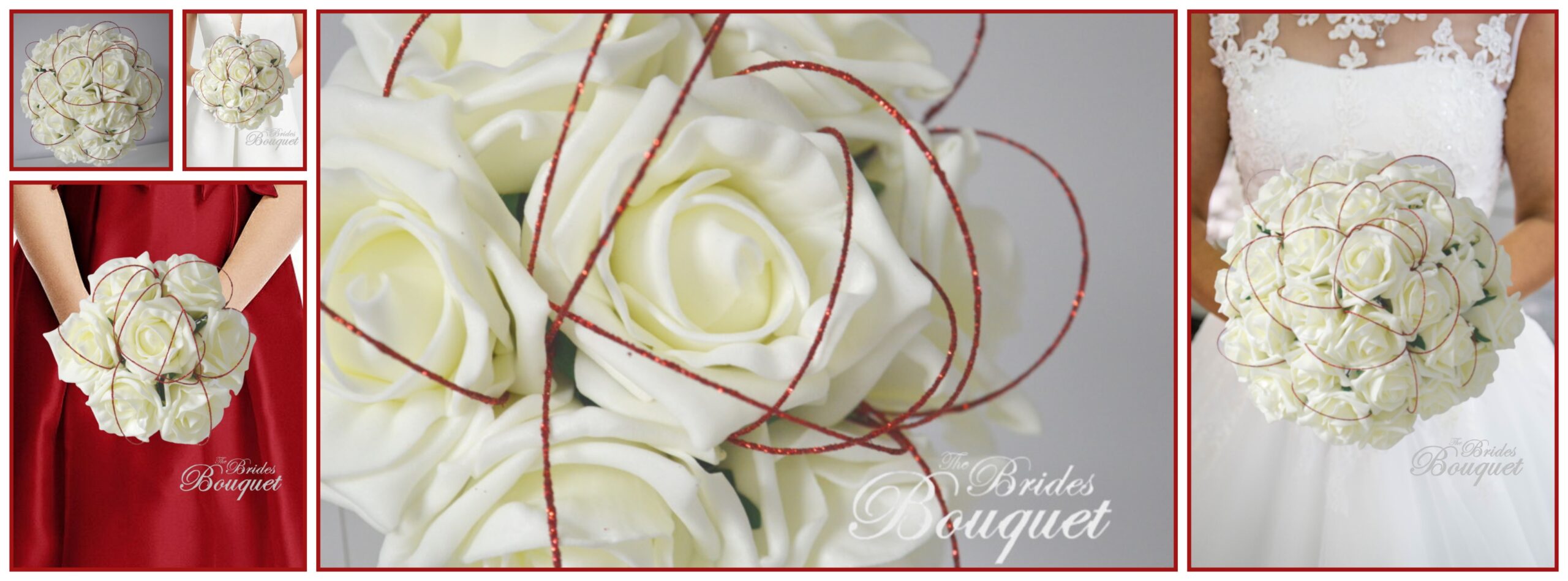 Glitter Loop Wedding Bouquets - Brides Artificial Rose Posy