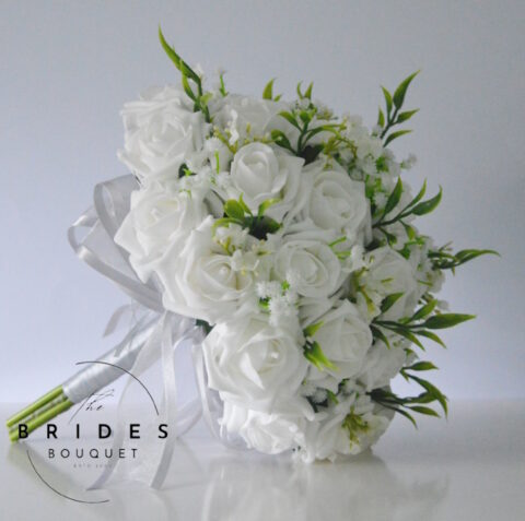 Artificial Wedding Flowers - Roses Gyp & Foliage - Choose Colours