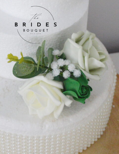 Artificial Wedding Cake Flower Set - Rose & Eucalyptus Flowers