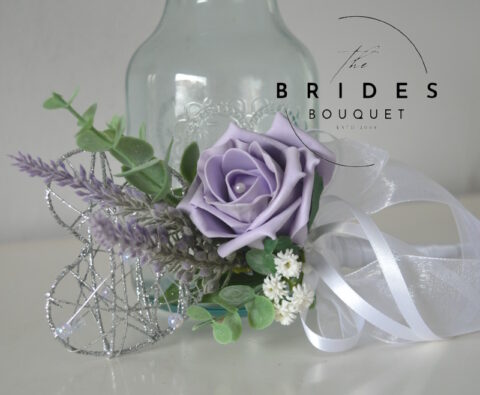 Heather & Artificial Rose Wedding Bouquets - Faux Brides Flowers