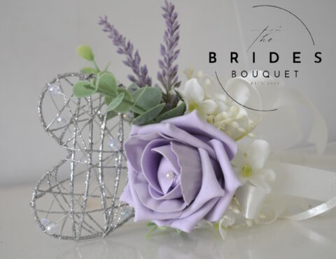 Heather & Artificial Rose Wedding Bouquets - Faux Brides Flowers