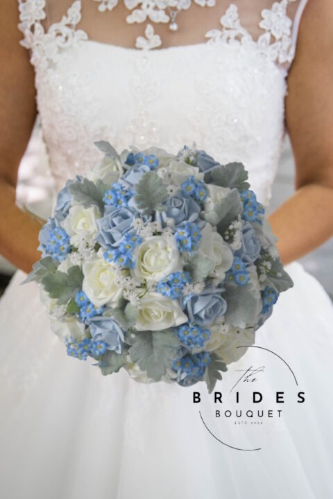 Artificial Wedding Bouquet – Roses with Forget Me Nots