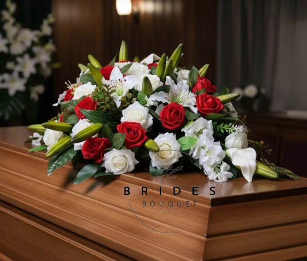 Casket Spray of Artificial Flowers | Large Funeral Arrangement
